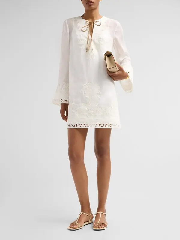 Zimmermann Indra Embroidered Tunic Mini Dress