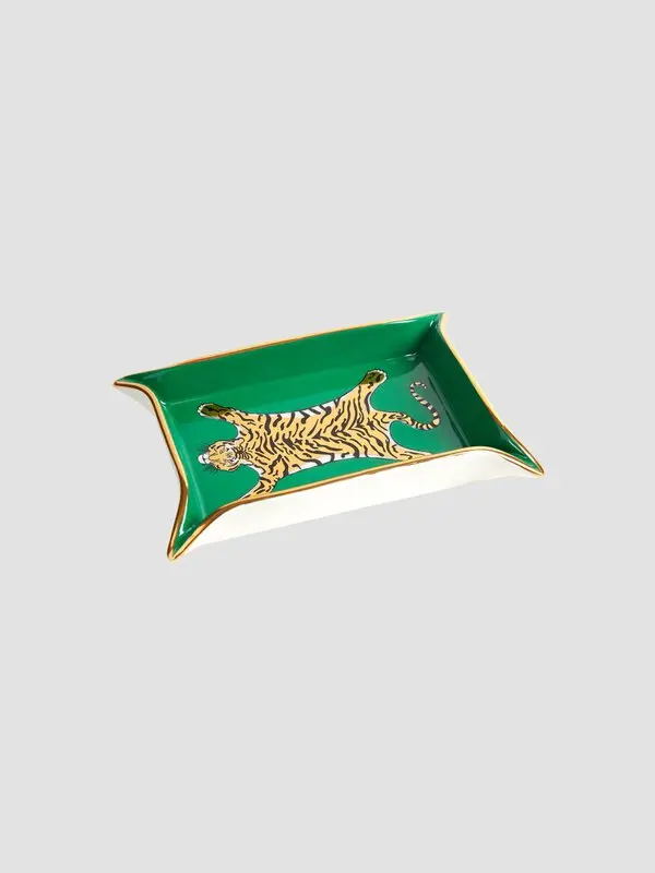 Jonathan Adler Tiger High Fired Porcelain Valet Tray - Green