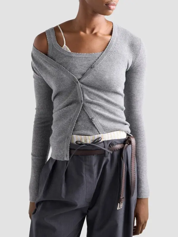 Prada Ribbed Cashmere Cardigan