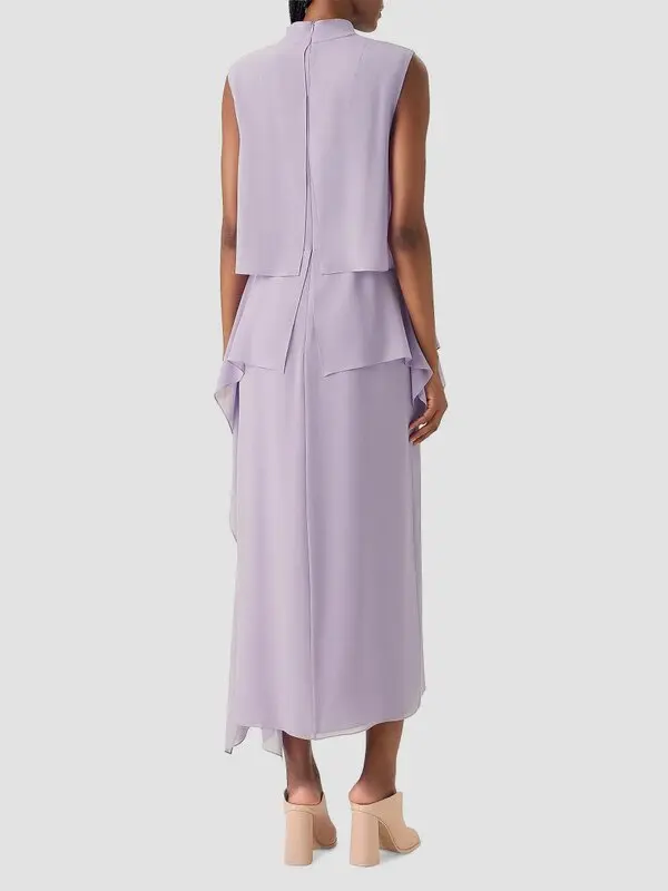 Akris Silk Layered Mock-neck Midi Dress - Malva