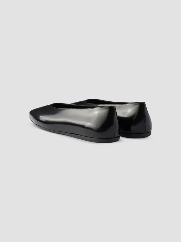 Prada Brushed Leather Ballerinas - Black
