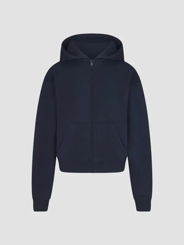 SKIMS Cotton Fleece Zip-up Hoodie - Navy