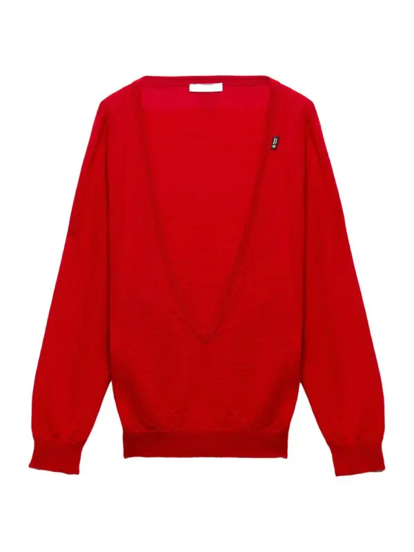 Prada Cashmere V-neck Sweater - Red