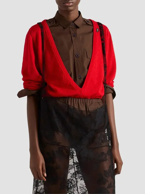 Prada Cashmere V-neck Sweater - Red
