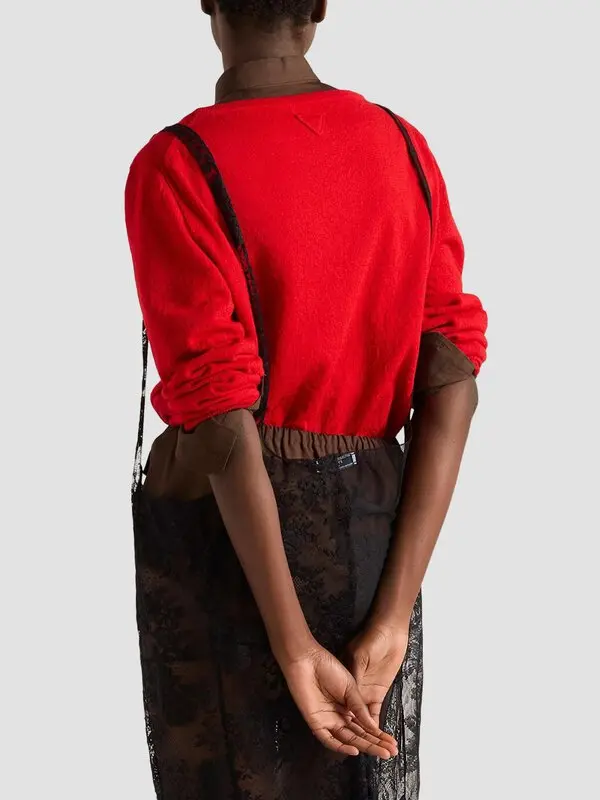 Prada Cashmere V-neck Sweater - Red
