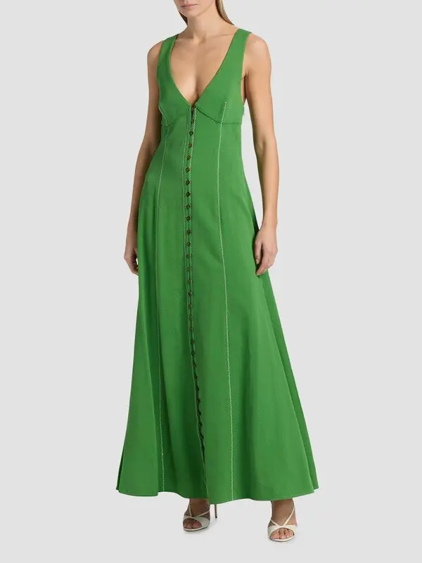 Rosie Assoulin Row, Row, Row Your Buttons Crepe Maxi Dress