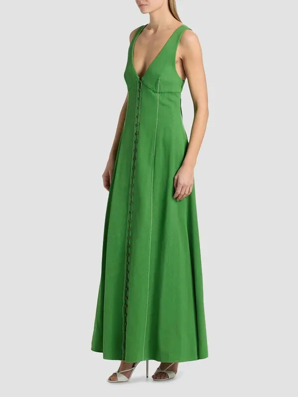 Rosie Assoulin Row, Row, Row Your Buttons Crepe Maxi Dress