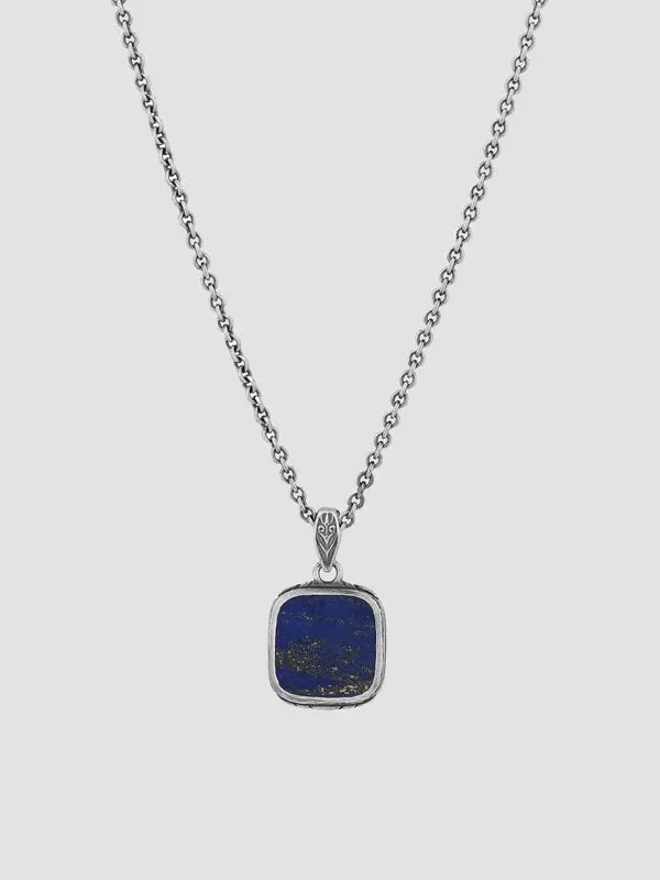 John Varvatos Artisan Sterling & Lapis Dog Tag Pendant Necklace