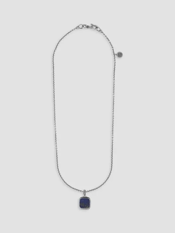 John Varvatos Artisan Sterling & Lapis Dog Tag Pendant Necklace