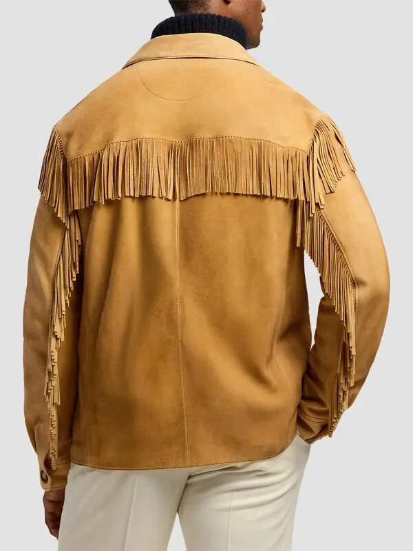 Ralph Lauren Purple Label Carson Fringe Suede Jacket