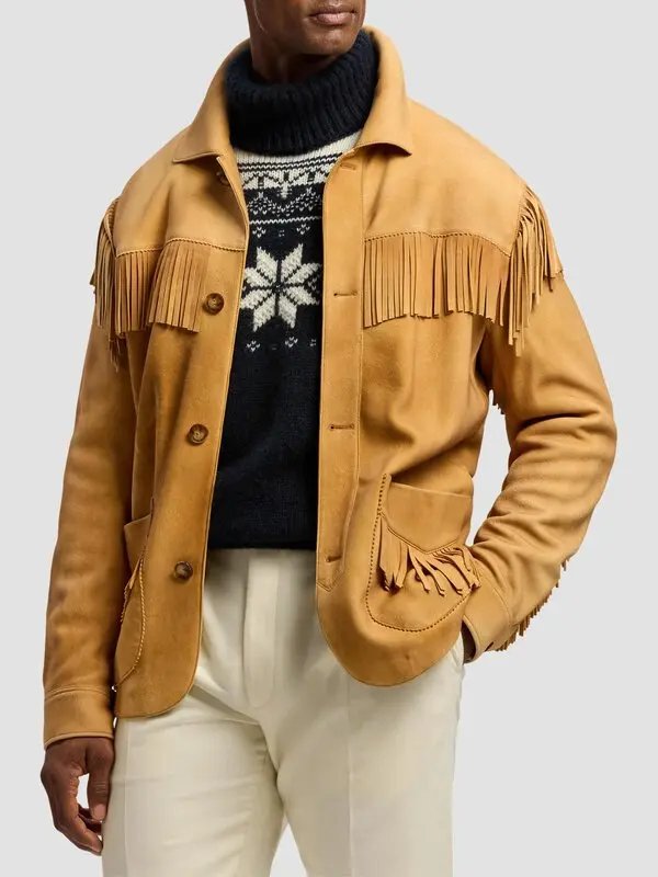Ralph Lauren Purple Label Carson Fringe Suede Jacket