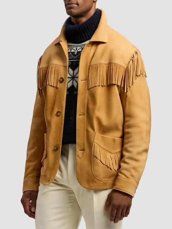 Ralph Lauren Purple Label Carson Fringe Suede Jacket