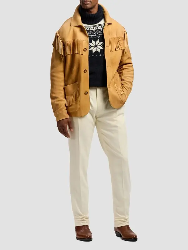 Ralph Lauren Purple Label Carson Fringe Suede Jacket