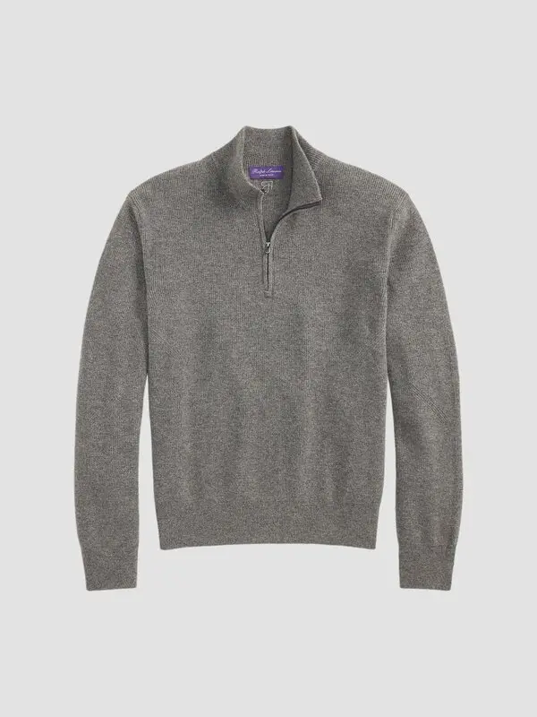 Ralph Lauren Purple Label Textured Cashmere Quarter-zip Sweater