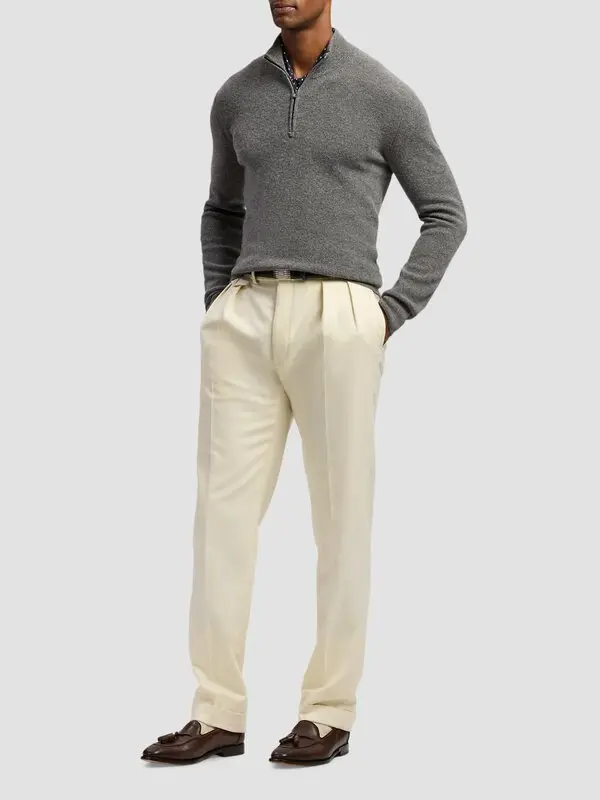 Ralph Lauren Purple Label Textured Cashmere Quarter-zip Sweater