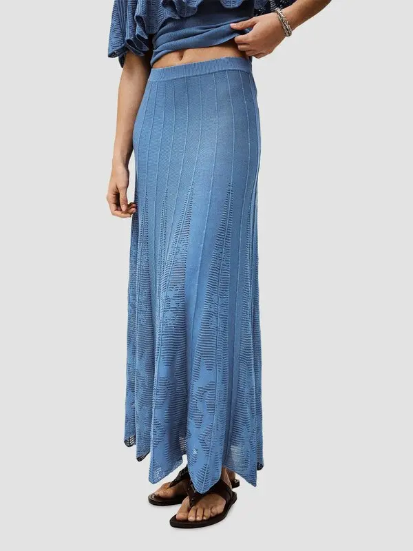 Ba&sh Serta Geometric Openwork A-line Maxi-skirt - Orage