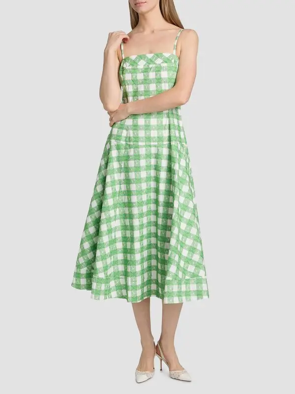 Rosie Assoulin Drop Me A Note Plaid Cotton Midi-dress