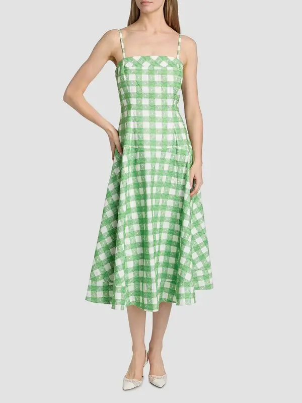 Rosie Assoulin Drop Me A Note Plaid Cotton Midi-dress