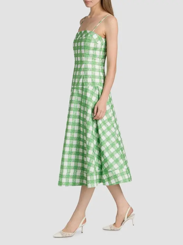 Rosie Assoulin Drop Me A Note Plaid Cotton Midi-dress