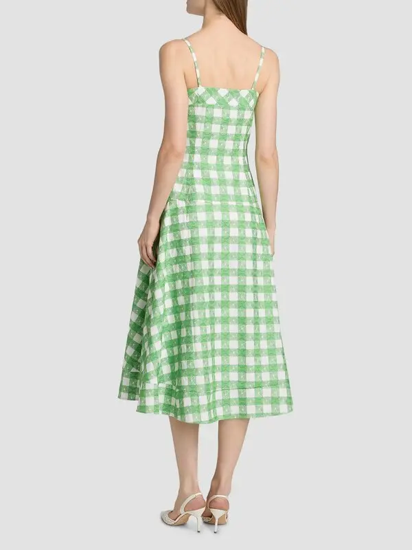 Rosie Assoulin Drop Me A Note Plaid Cotton Midi-dress