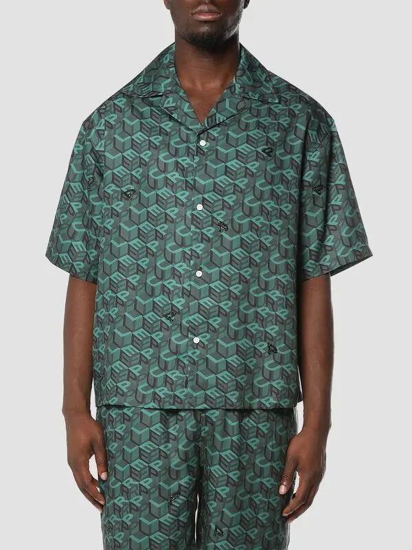 PURPLE BRAND Embellished Logo Camp Shirt - Green