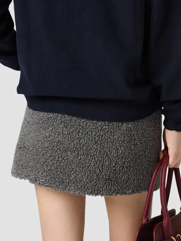 Miu Miu Fleece Mini Skirt - Grey