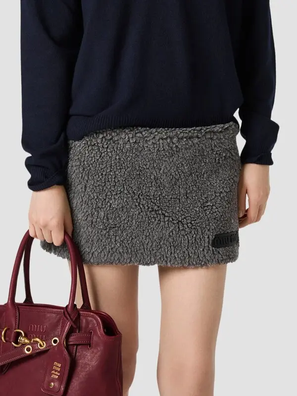 Miu Miu Fleece Mini Skirt - Grey