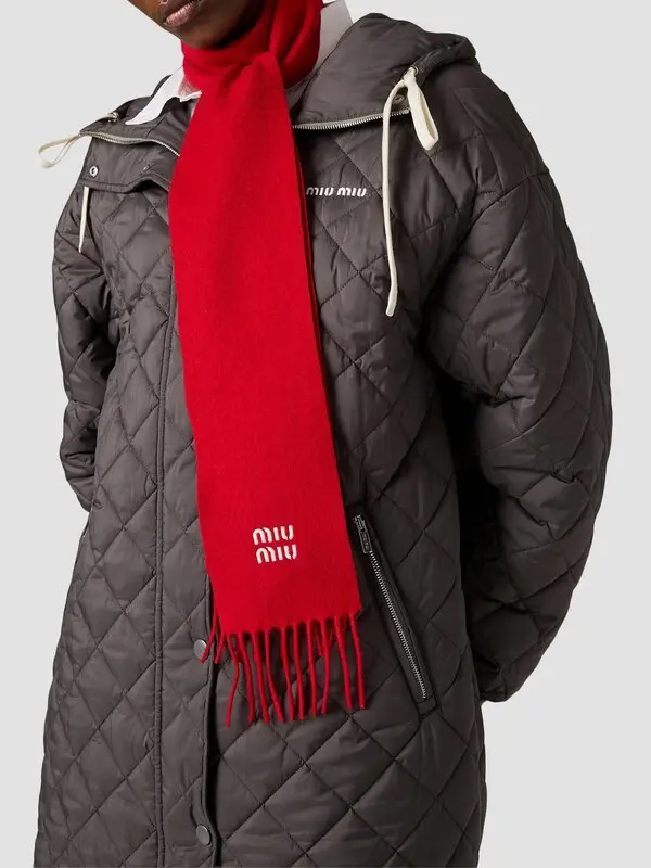 Miu Miu Technical Pongé Down Coat - Grey
