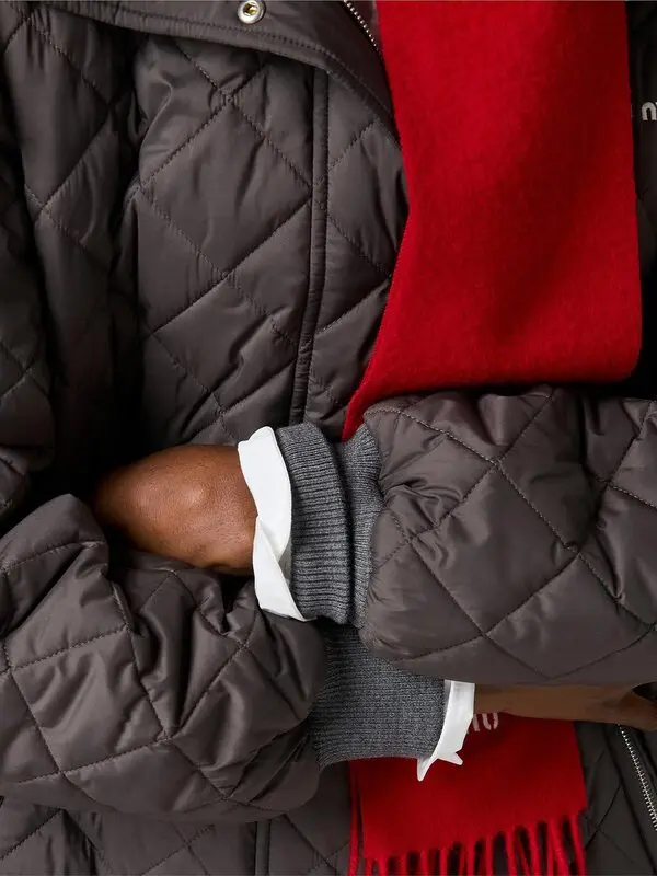 Miu Miu Technical Pongé Down Coat - Grey
