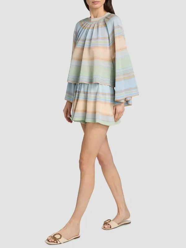 Zimmermann Indra Striped Bell-sleeve Knit Top