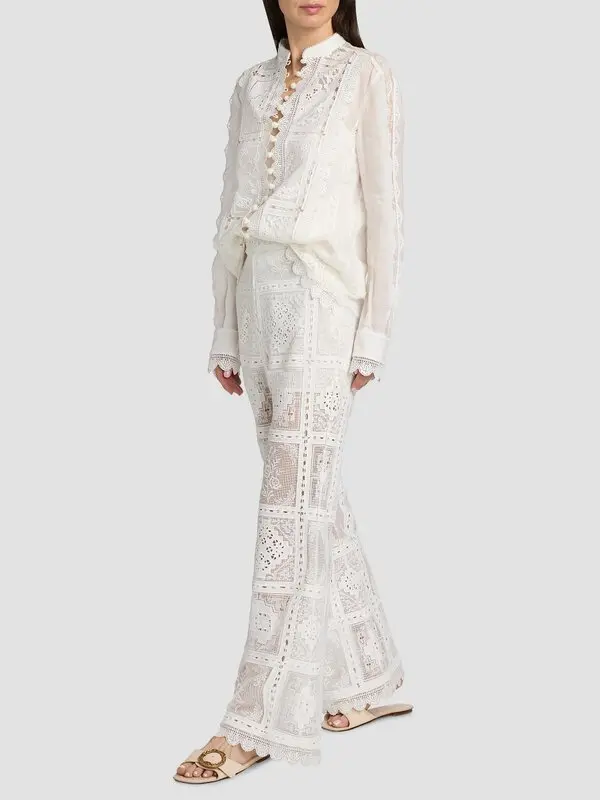 Zimmermann Aster Embroidered Lace Pants
