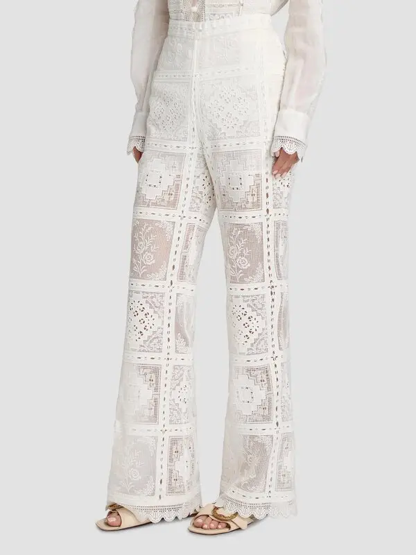 Zimmermann Aster Embroidered Lace Pants