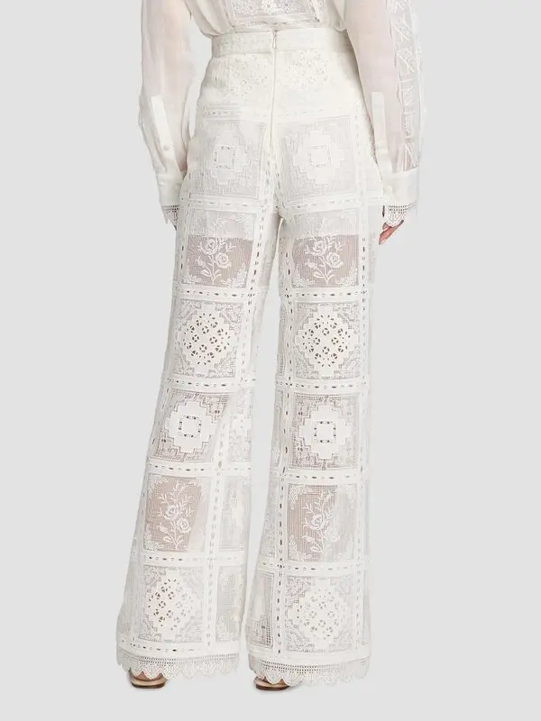 Zimmermann Aster Embroidered Lace Pants