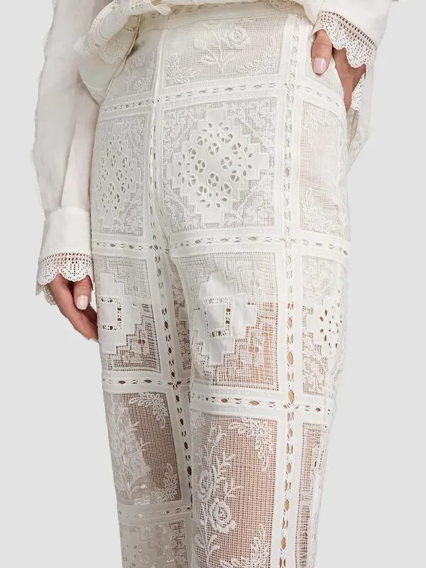 Zimmermann Aster Embroidered Lace Pants