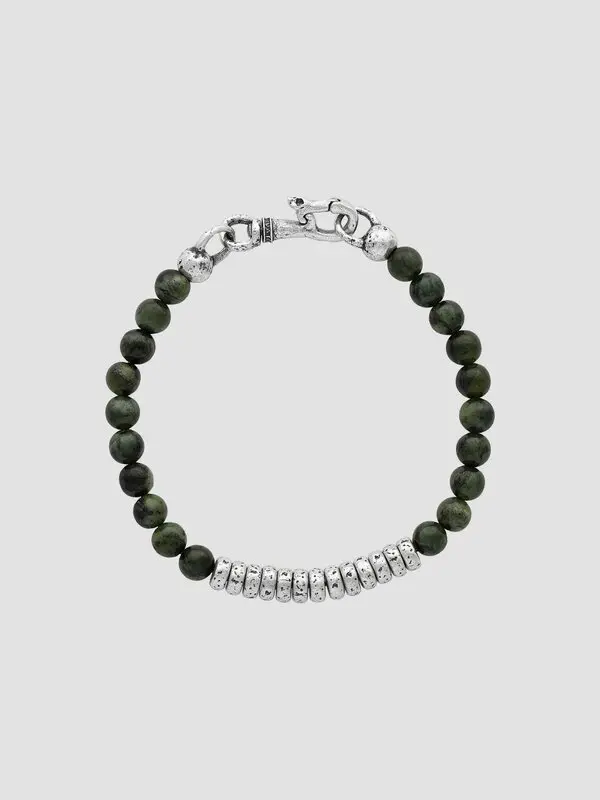 John Varvatos Simit Sterling & Canadian Jade Beaded Bracelet