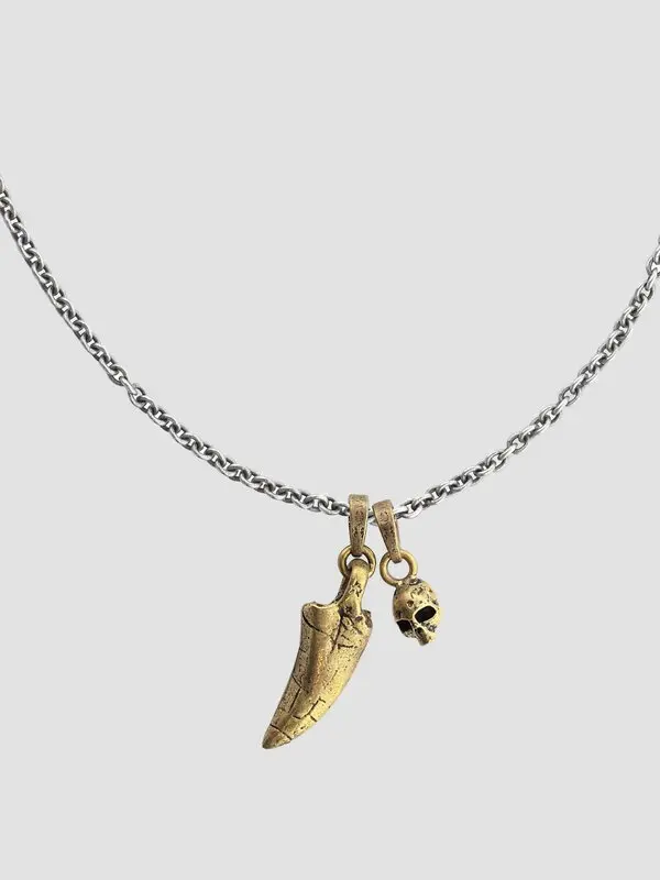 John Varvatos Artisan Two-tone T-rex Tooth Skull Pendant Necklace