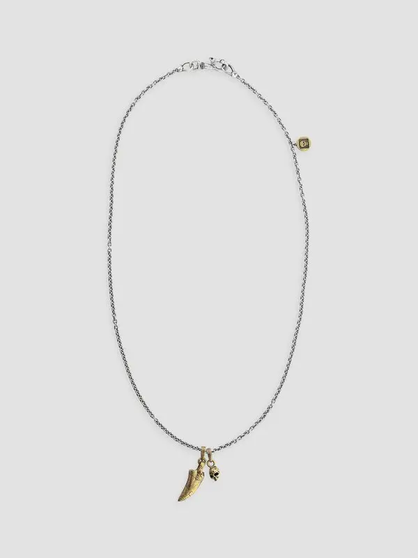 John Varvatos Artisan Two-tone T-rex Tooth Skull Pendant Necklace