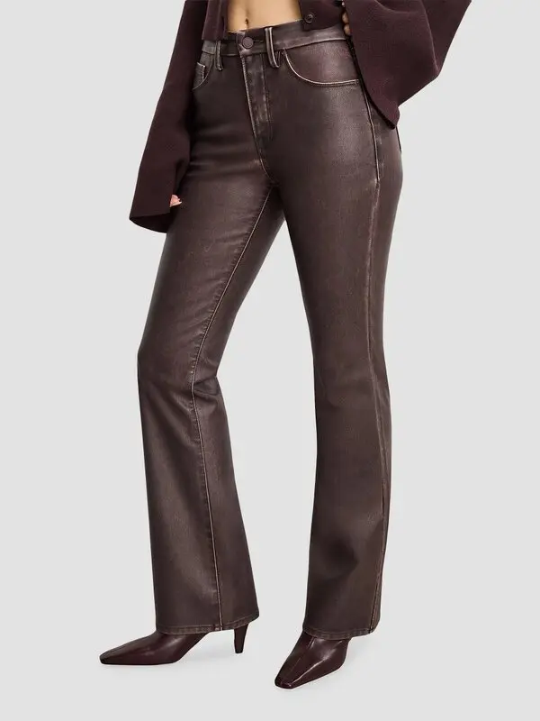 Good American Goodclassic Faux-leather Boot-cut Pants