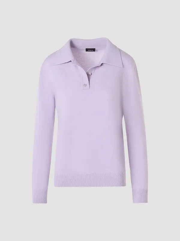 Akris Cashmere Knit Polo Sweater - Malva