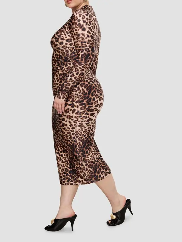Good American Leopard Print Satin Shine Midi-dress