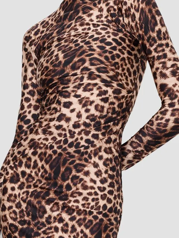 Good American Leopard Print Satin Shine Midi-dress