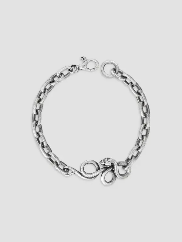 John Varvatos Snakeskin Sterling & 0.02 Tcw Diamond Link Bracelet - Silver