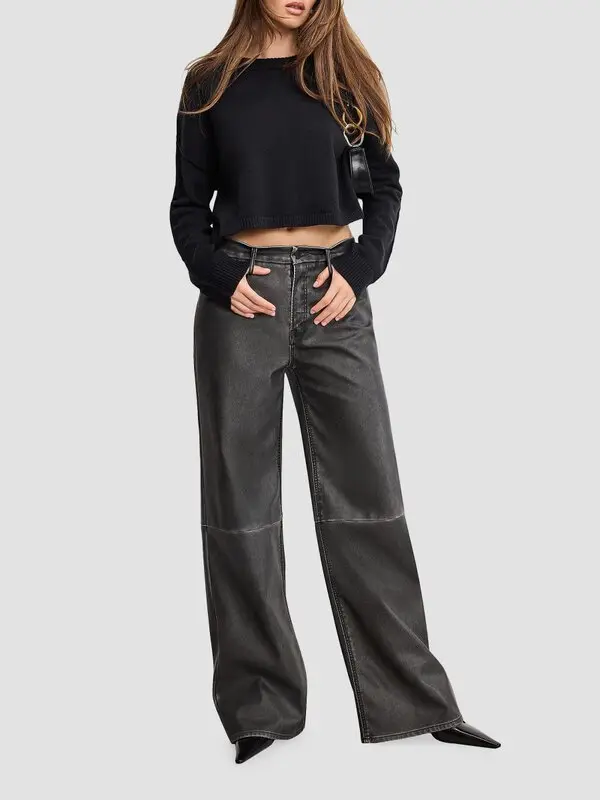 Good American Good Skate Faux-leather Wide-leg Pants