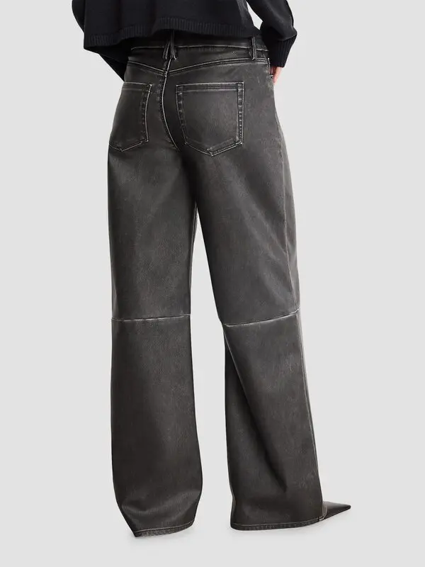 Good American Good Skate Faux-leather Wide-leg Pants