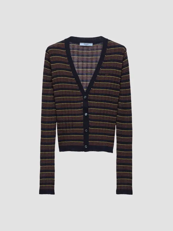 Prada Striped Cashmere And Silk Cardigan
