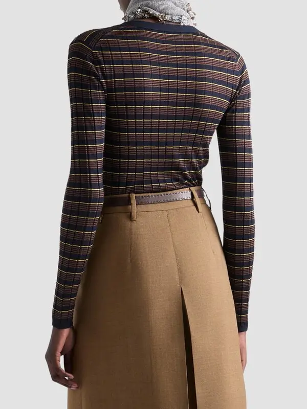 Prada Striped Cashmere And Silk Cardigan