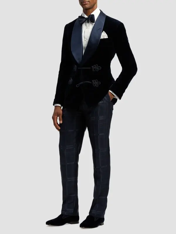 Ralph Lauren Purple Label Plaid Silk-cashmere Bow Tie