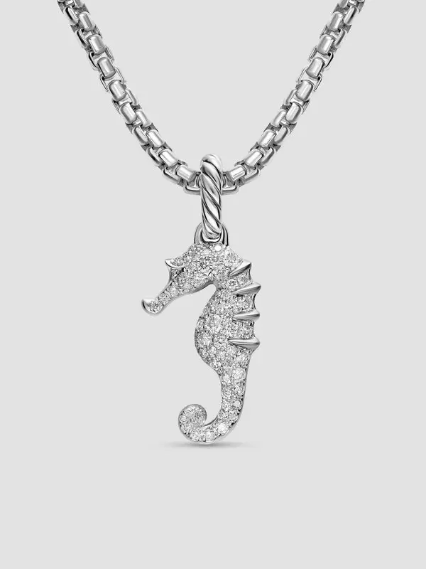 David Yurman Seahorse Amulet In Sterling Silver With Diamonds, 22mm
