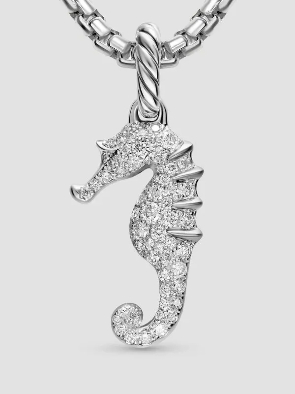 David Yurman Seahorse Amulet In Sterling Silver With Diamonds, 22mm