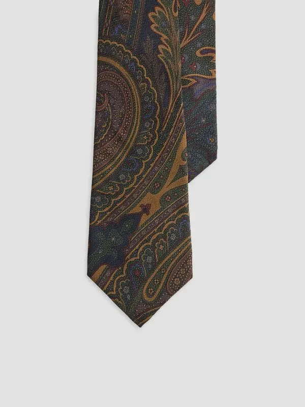 Ralph Lauren Purple Label Paisley Silk Tie - Green Multi